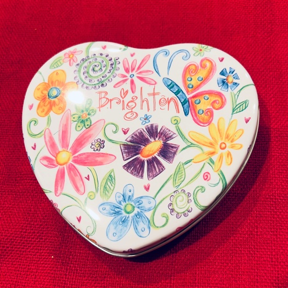 Brighton | Jewelry | Brighton Heart Logo Tin Box Floral Signature Metal ...